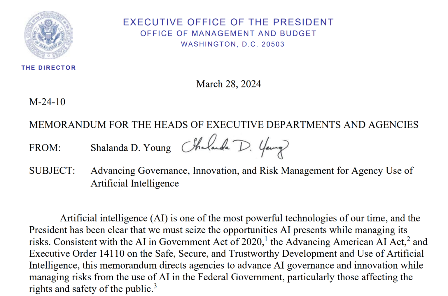 Chief AI Officer Job Responsibilities at US Federal Agencies (from White House and OMB memo)